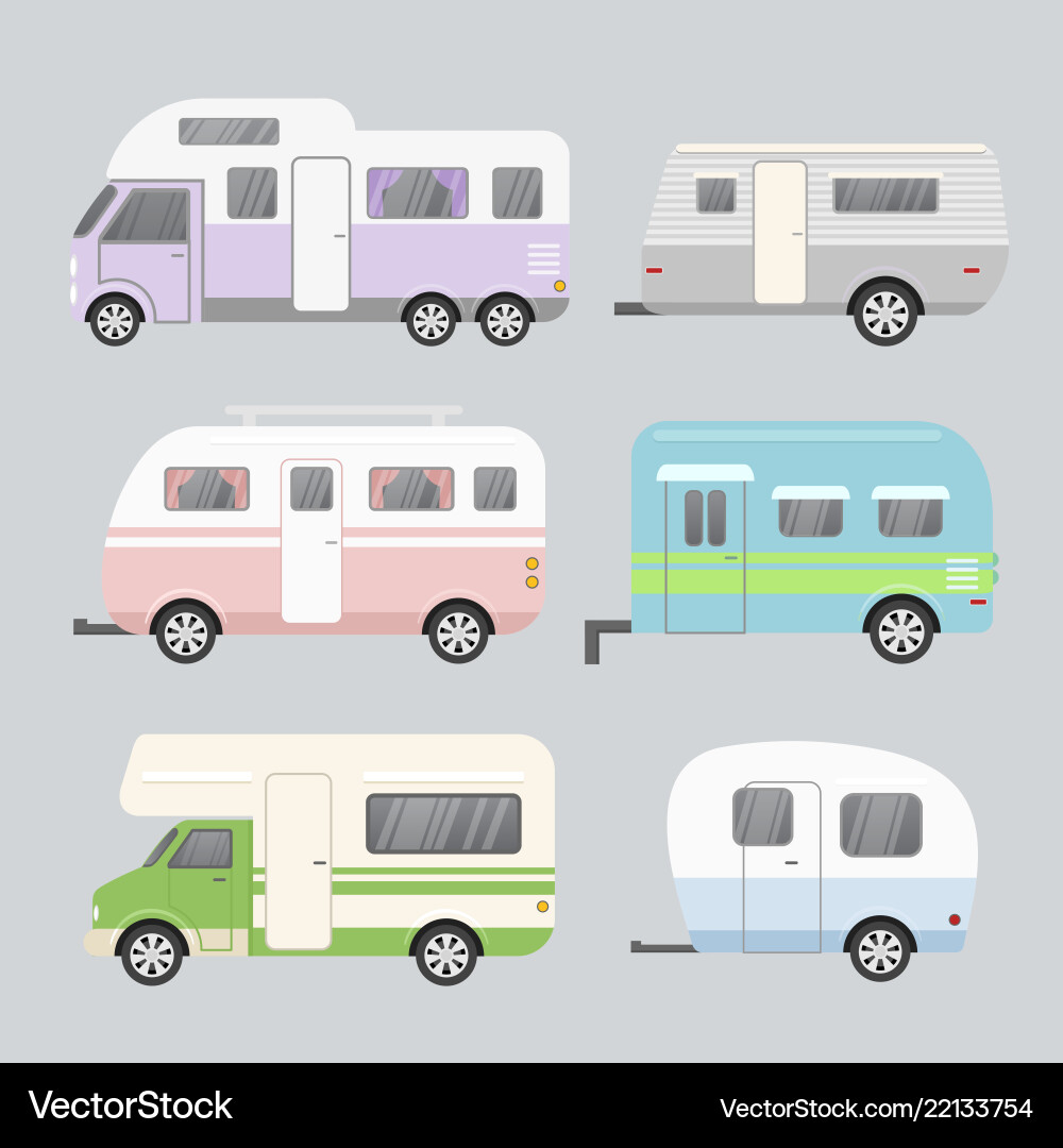 Set of camping trailers Royalty Free Vector Image