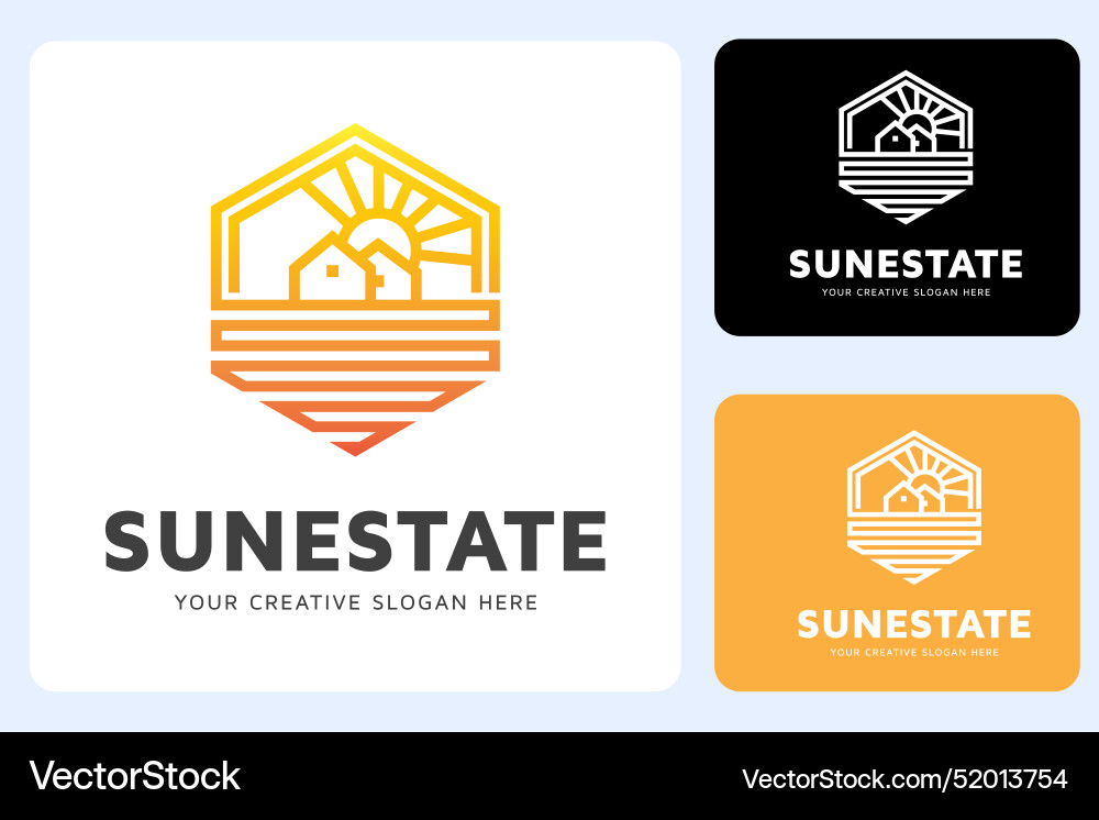 Sunset house logo design template Royalty Free Vector Image