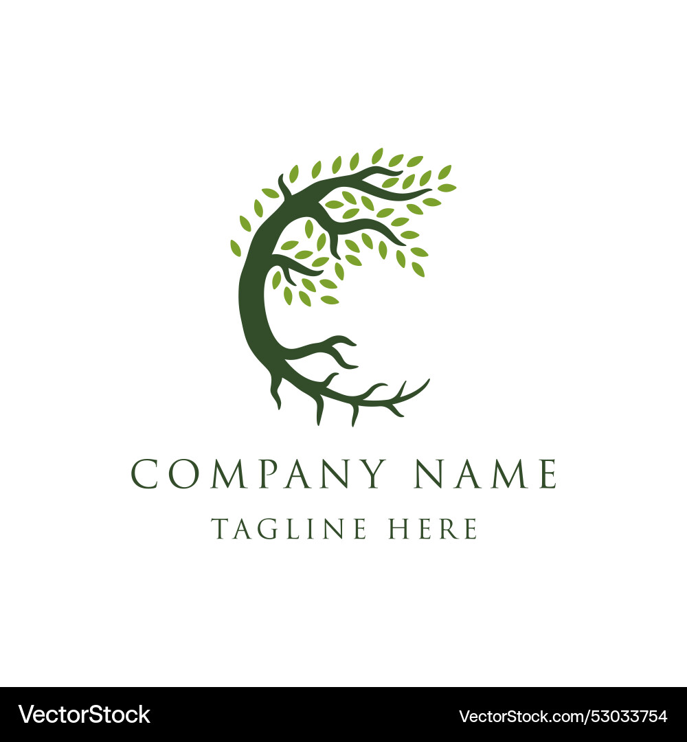 Tree and roots logo design isolated abstract Vector Image