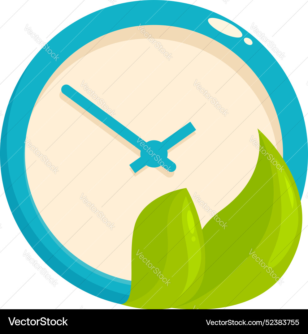 Clock with green leaves showing spring time change