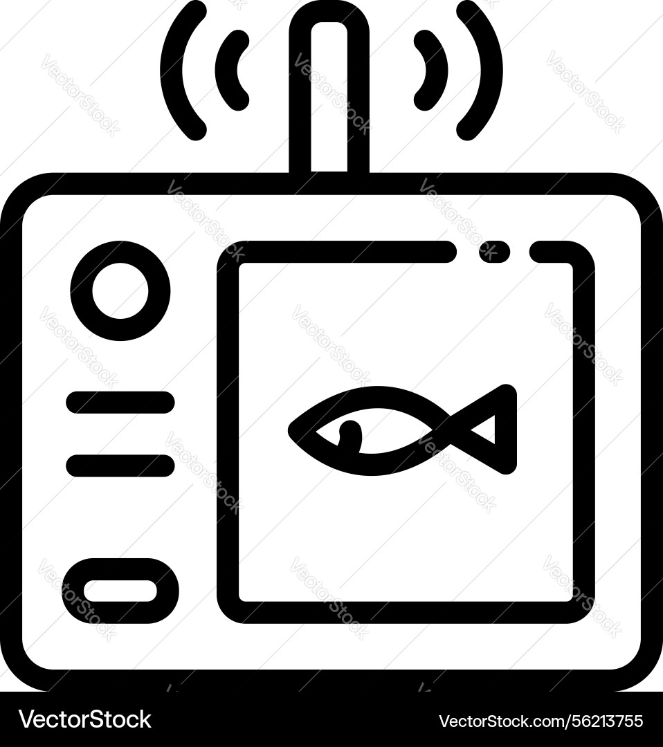 Fish finder icon echo sounder depth Royalty Free Vector