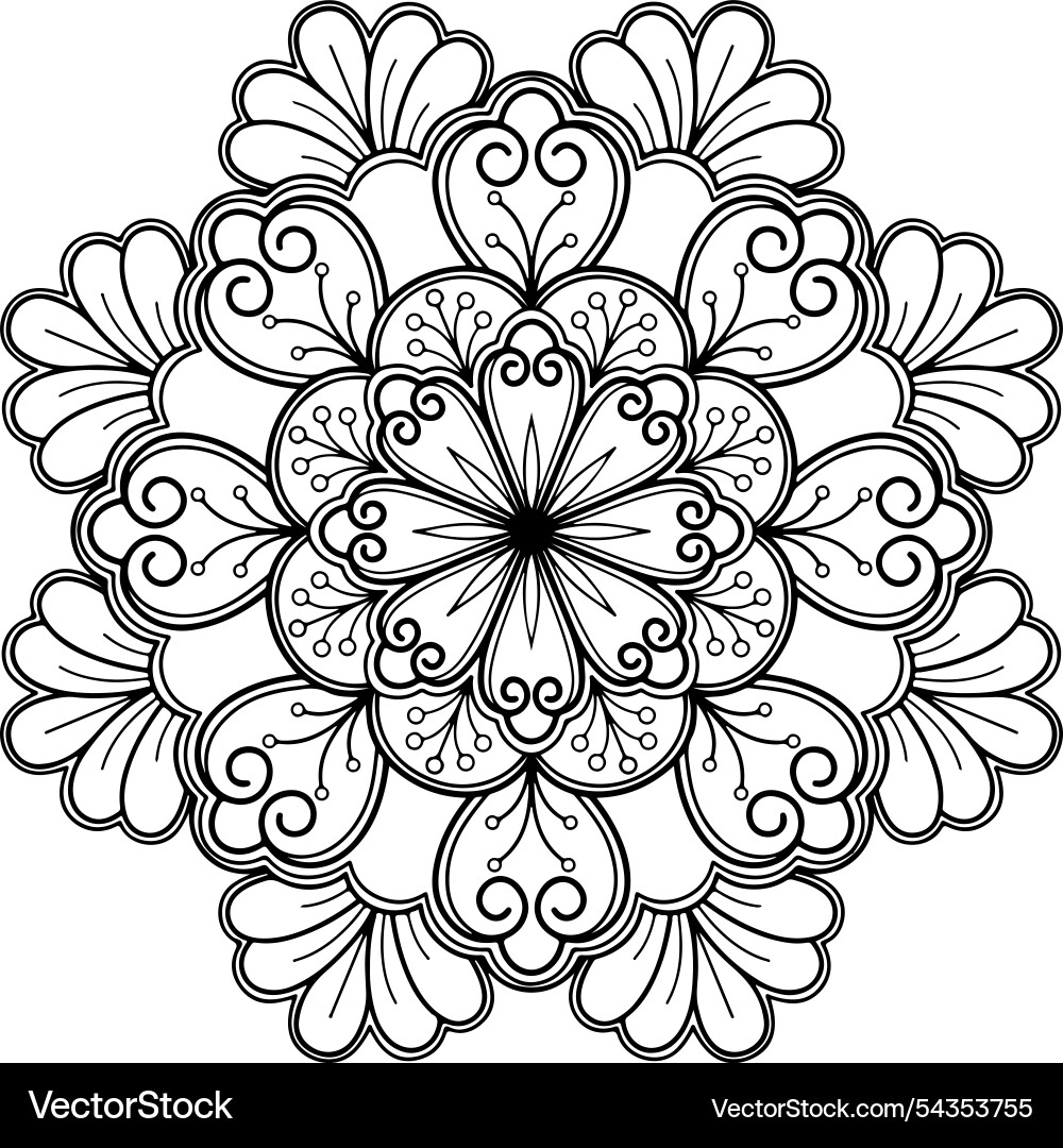 Flower style mandala design art work Royalty Free Vector