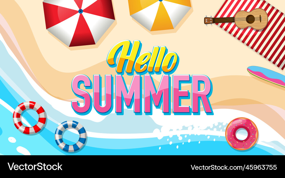 Hello summer banner template Royalty Free Vector Image