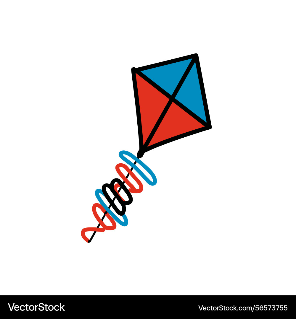 Kite toy flying diamond shape colorful Royalty Free Vector