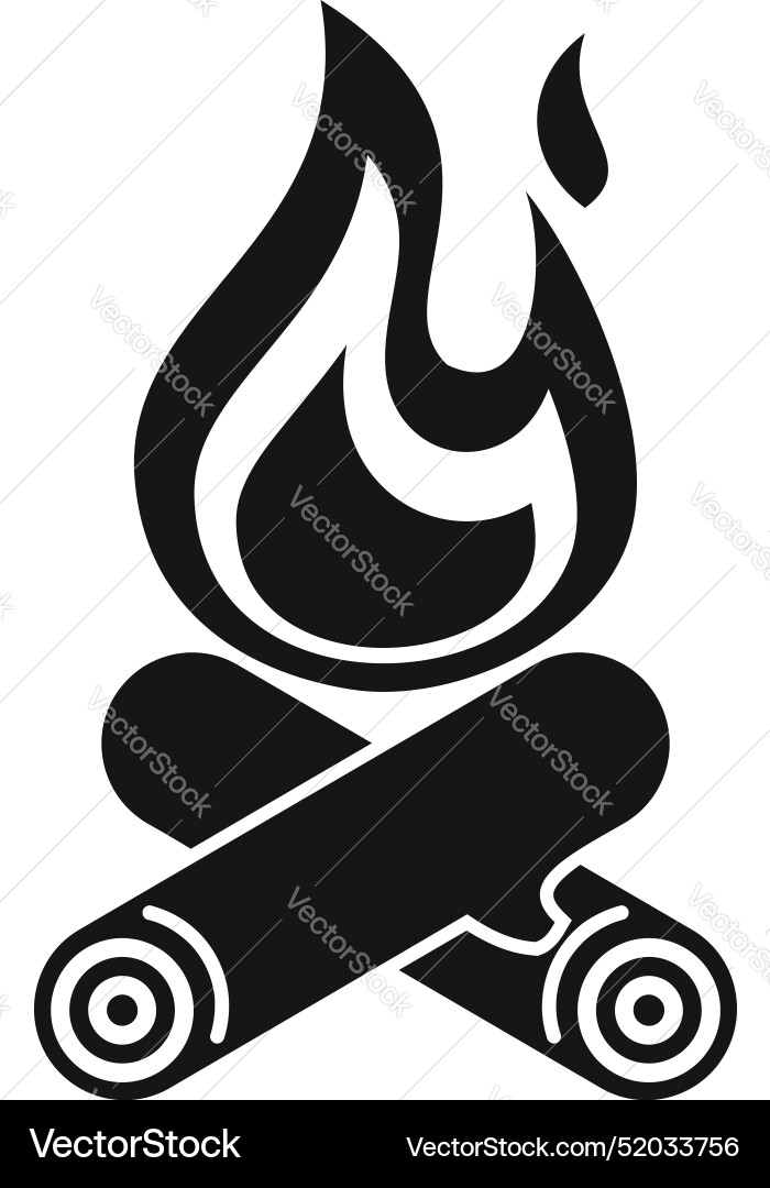 Campfire burning with wood logs for cooking Vector Image
