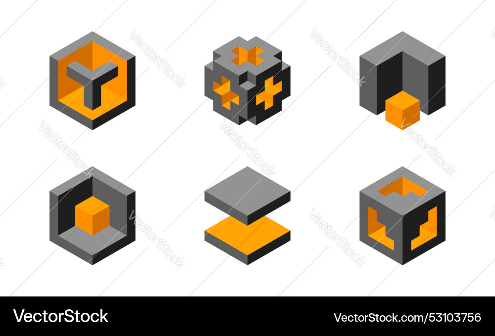 Cube logo geometric design box logotype company Vector Image
