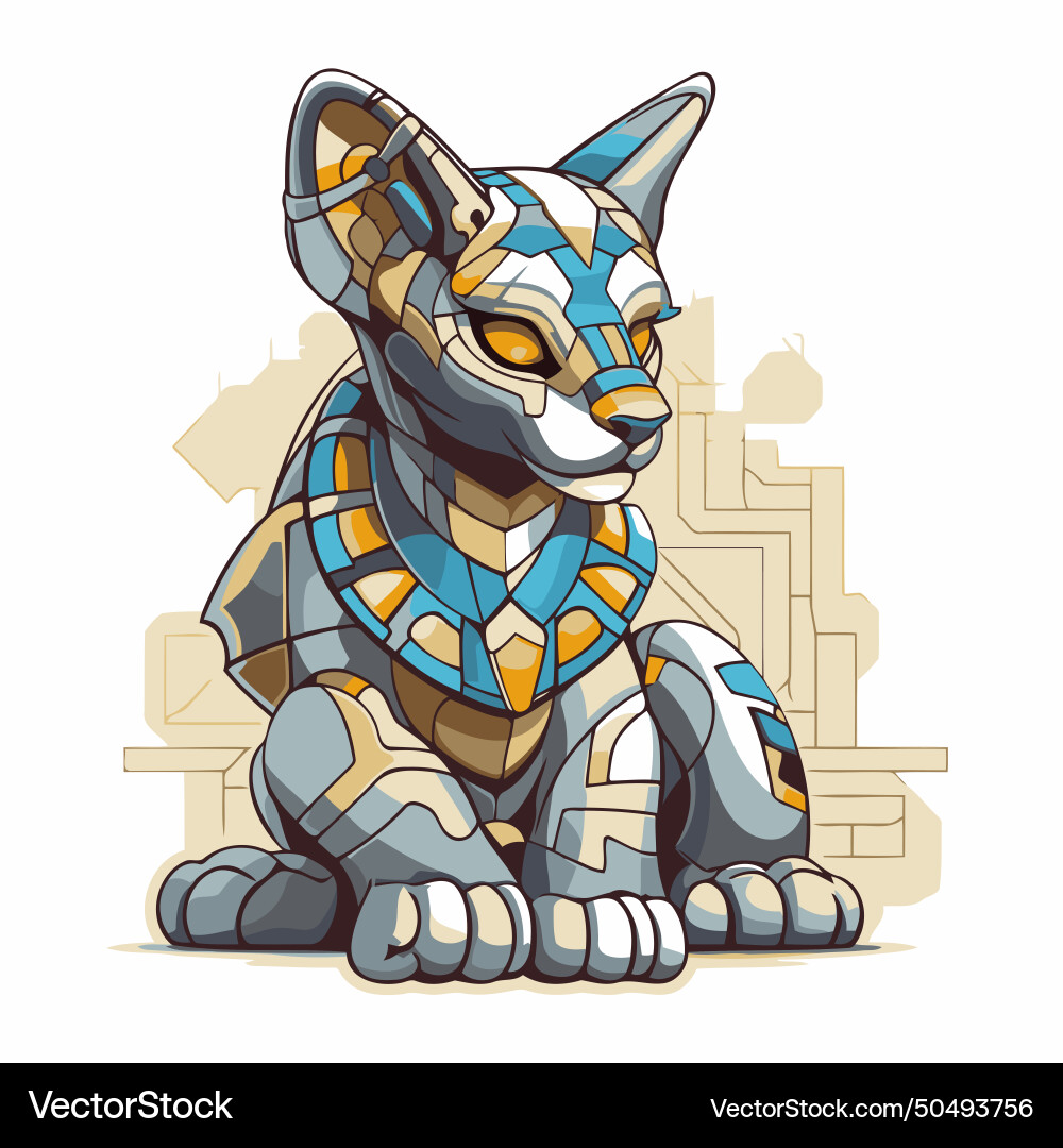Egyptian cat isolated on white background Vector Image