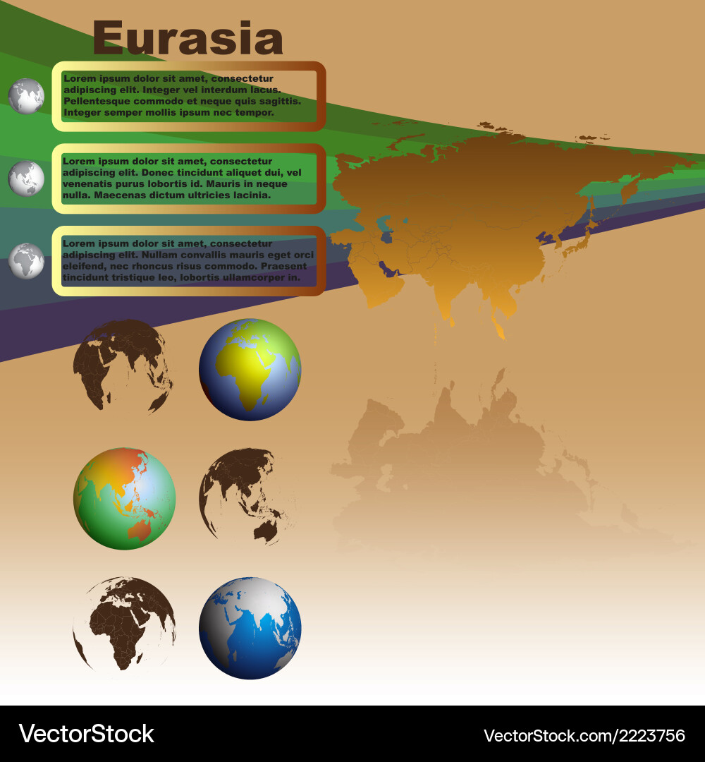 Eurasia map on brown background Royalty Free Vector Image