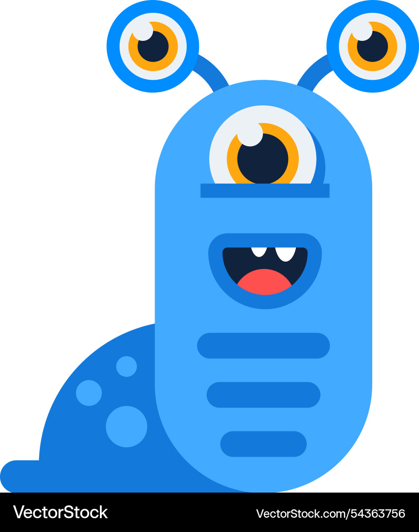 Friendly smiling blue monster with three eyes Vector Image