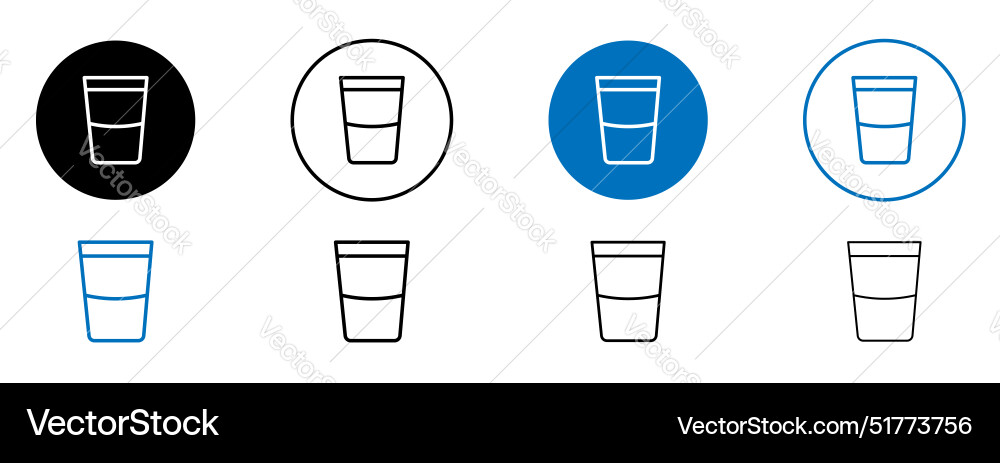Half glass icon set black filled and outlined Vector Image