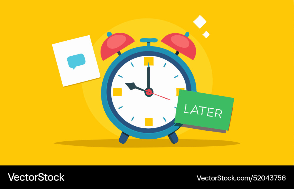 Procrastination alarm clock Royalty Free Vector Image