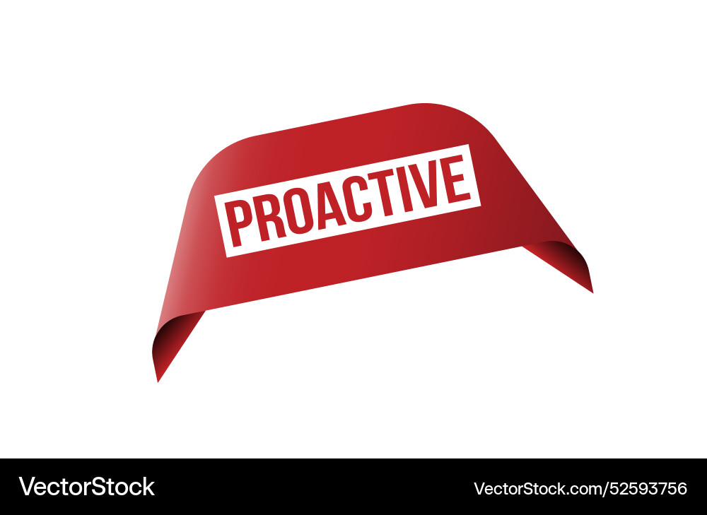 Red banner proactive isolated on white background Vector Image