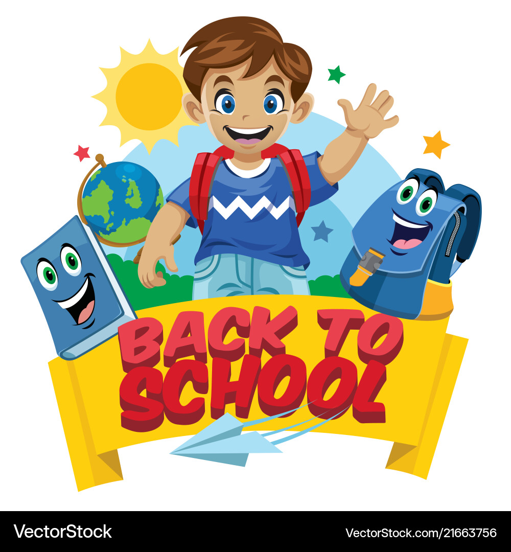 School kid cartoon set Royalty Free Vector Image