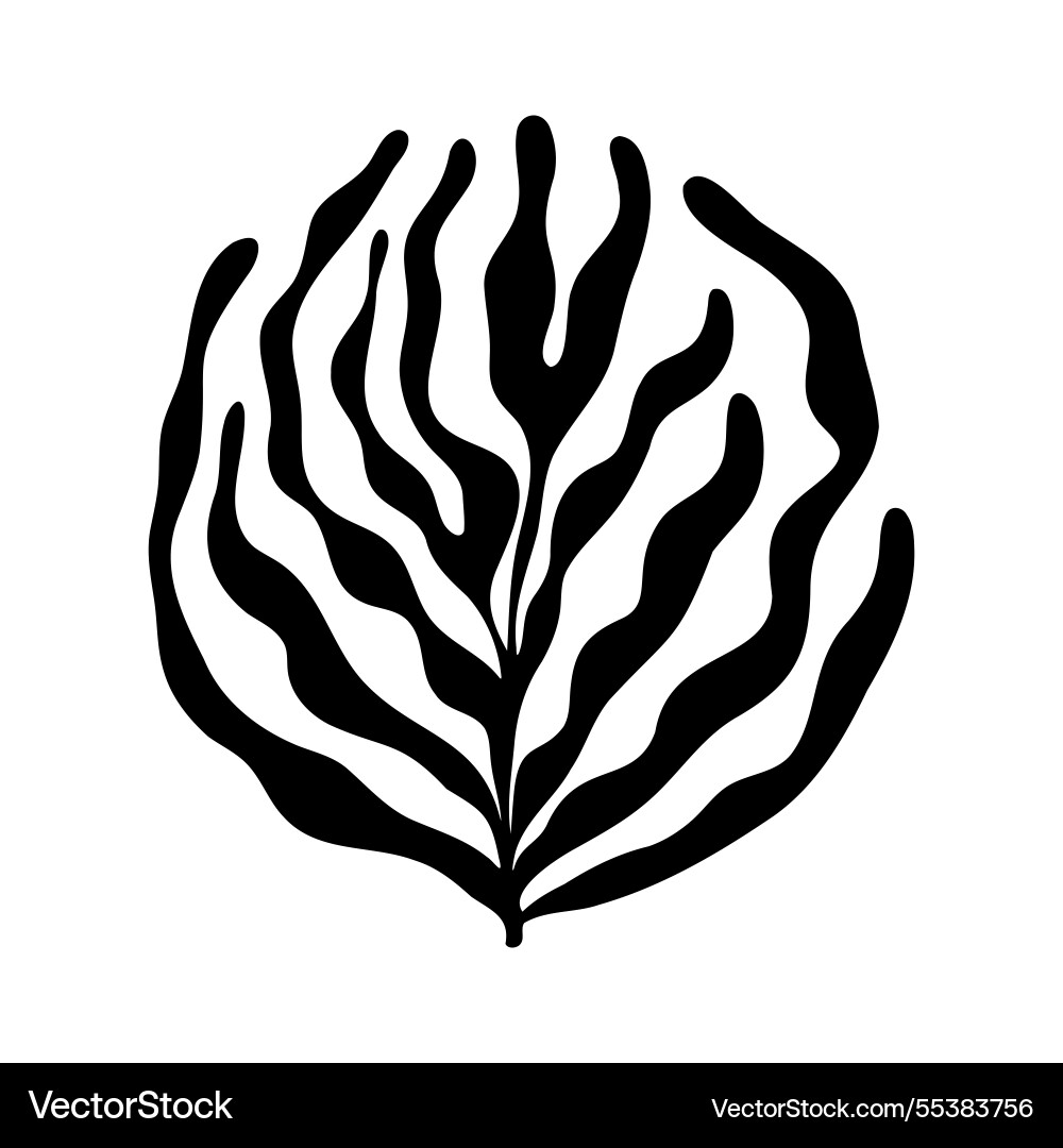 Sea coral silhouette black corals reef element Vector Image