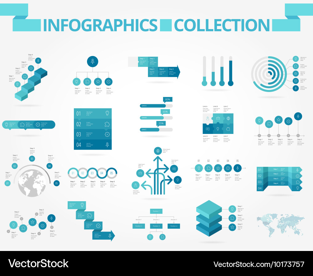 Blue Business Chart Elements Royalty Free Vector Image