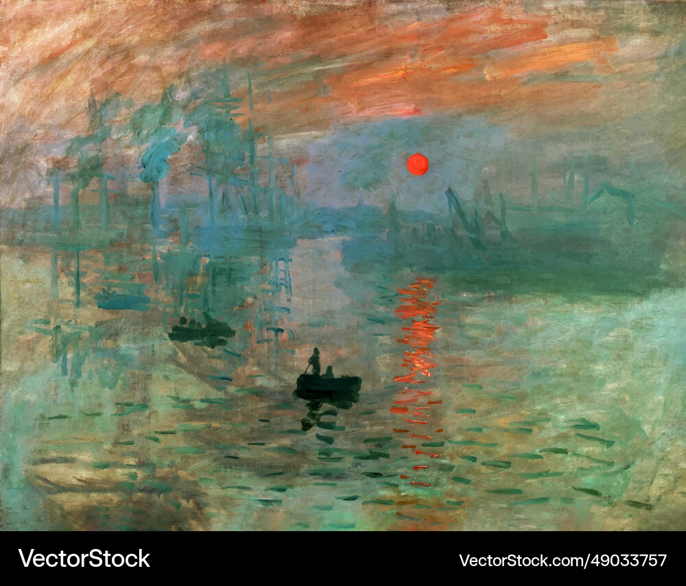 Claude monet 1840-1296 impression sunrise 1872 Vector Image
