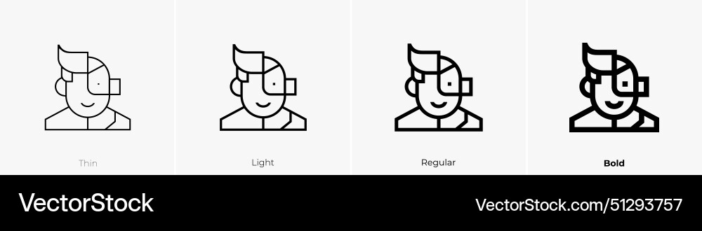 Cyborg icon thin light regular and bold style Vector Image