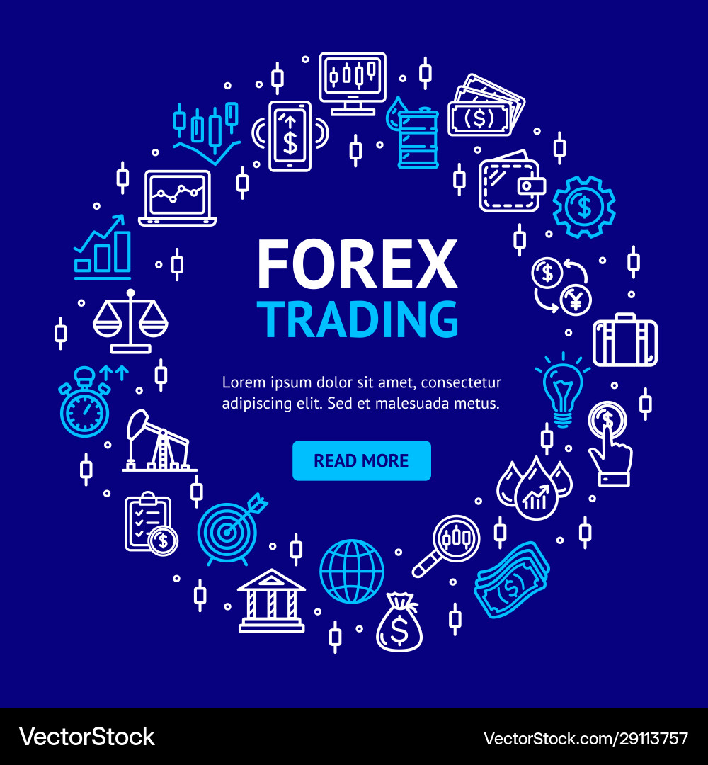 Forex trading signs round design template thin Vector Image