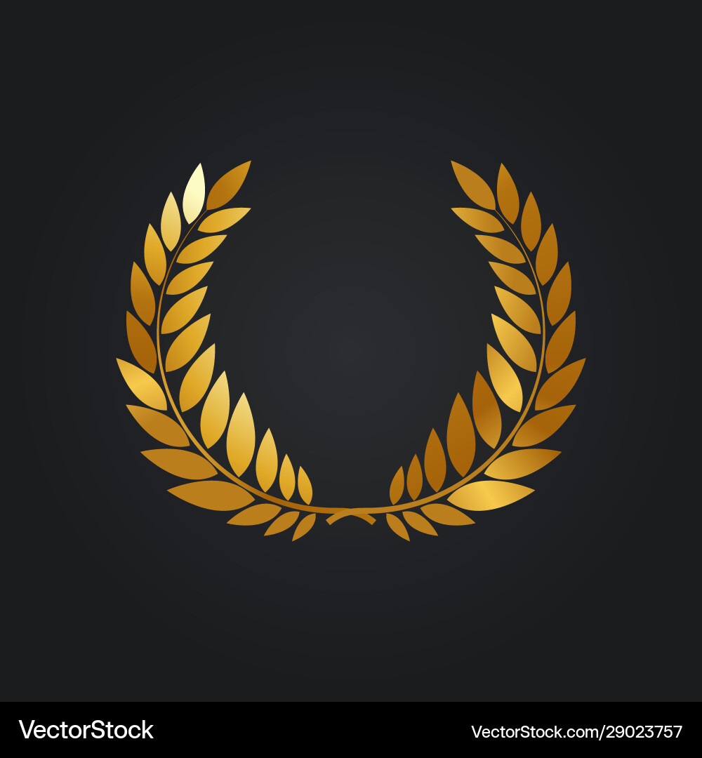 Gold laurel wreath on dark background Royalty Free Vector