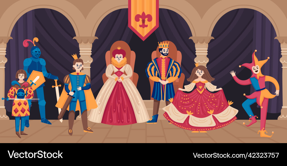 Royal family indoor composition Royalty Free Vector Image