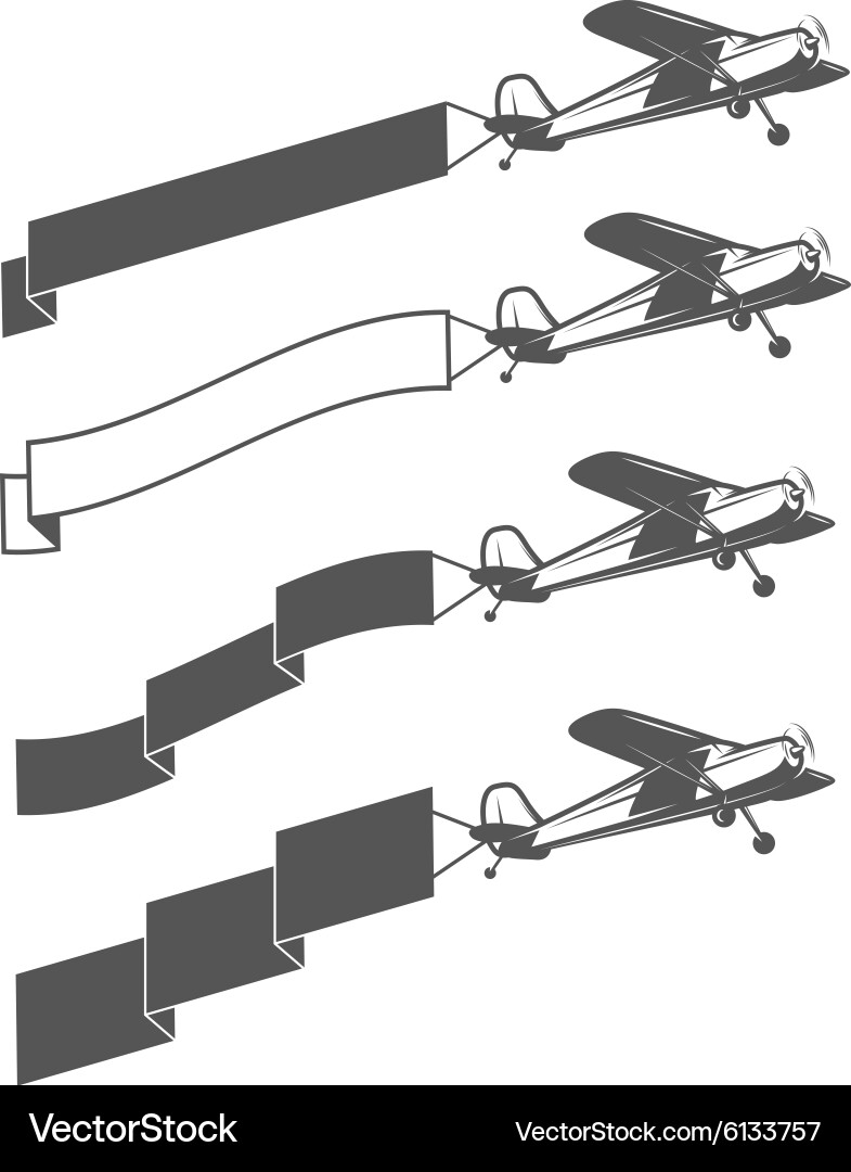 Vintage Small Airplane with Ribbon Royalty Free Vector Image