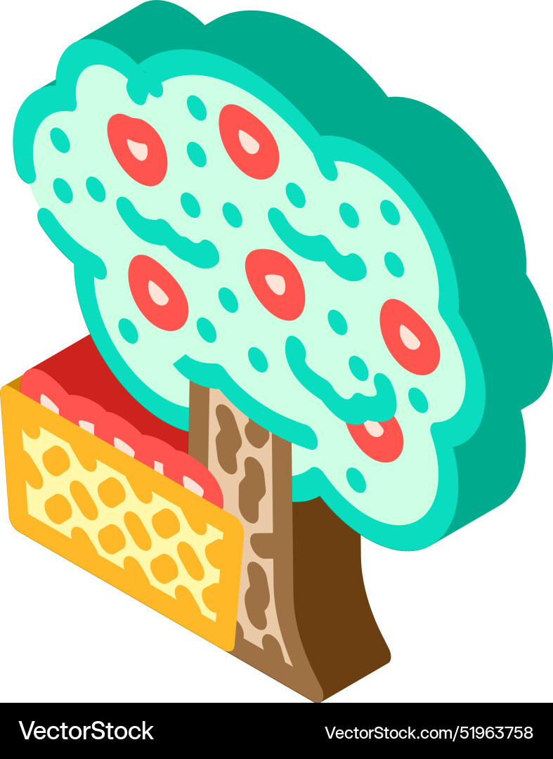 Apple picking autumn isometric icon Royalty Free Vector