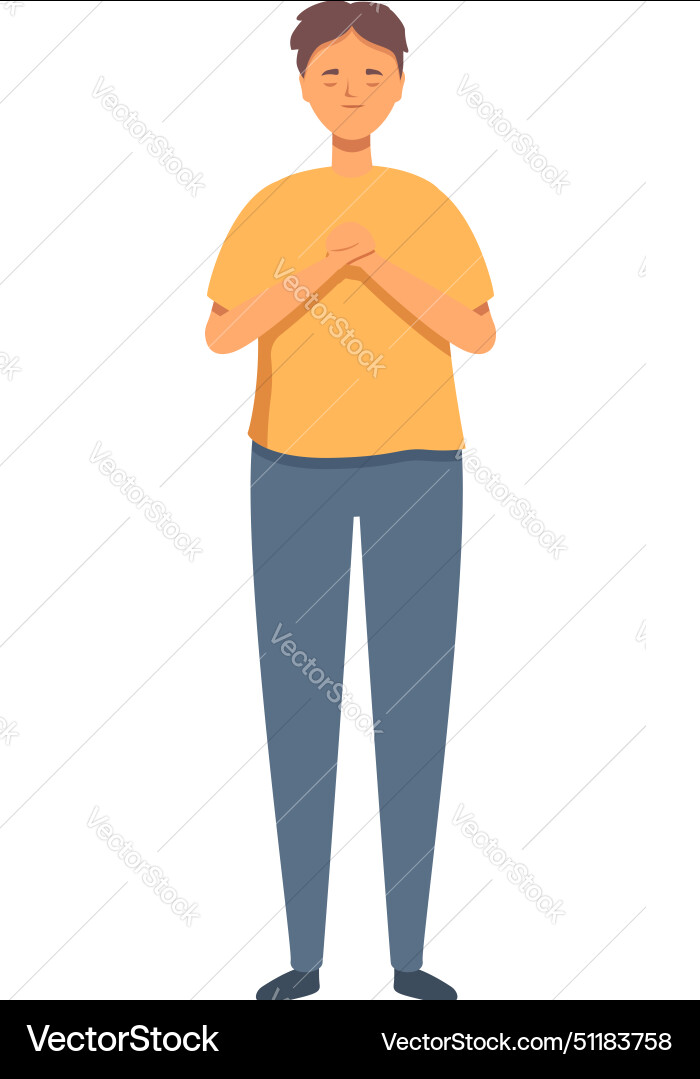 Boy prayer icon cartoon gesture hope god Vector Image