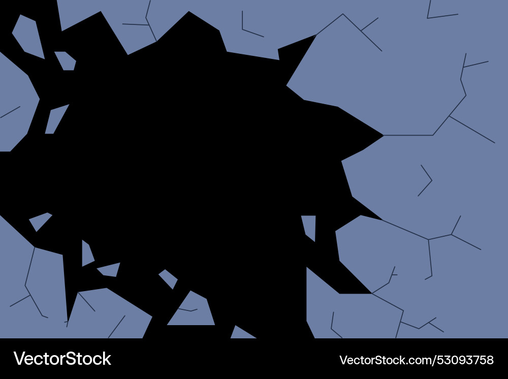 Broken glass hole with cracks in cartoon material Vector Image
