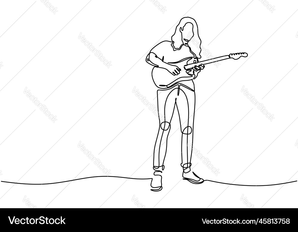 Continuous line drawing of man playing electric Vector Image
