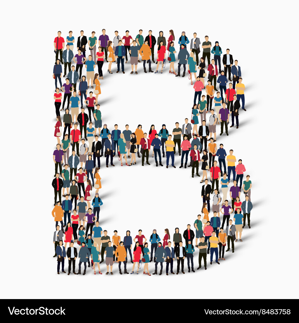 Group people shape letter b Royalty Free Vector Image
