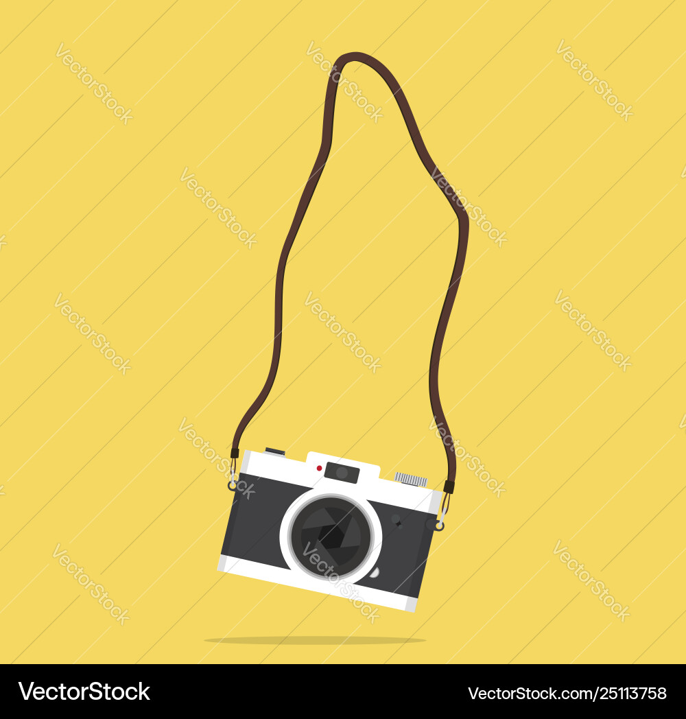 Hanging camera with strap Royalty Free Vector Image