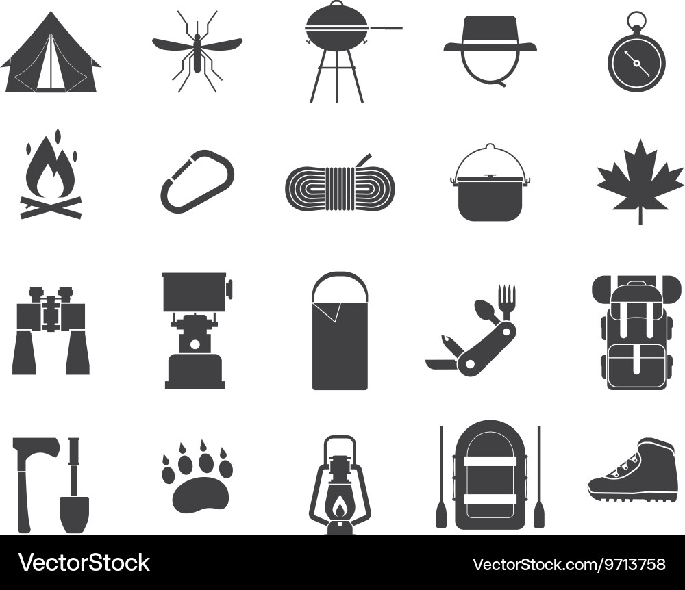 Outdoor Activity Icons - Camping & Hiking Vector Image