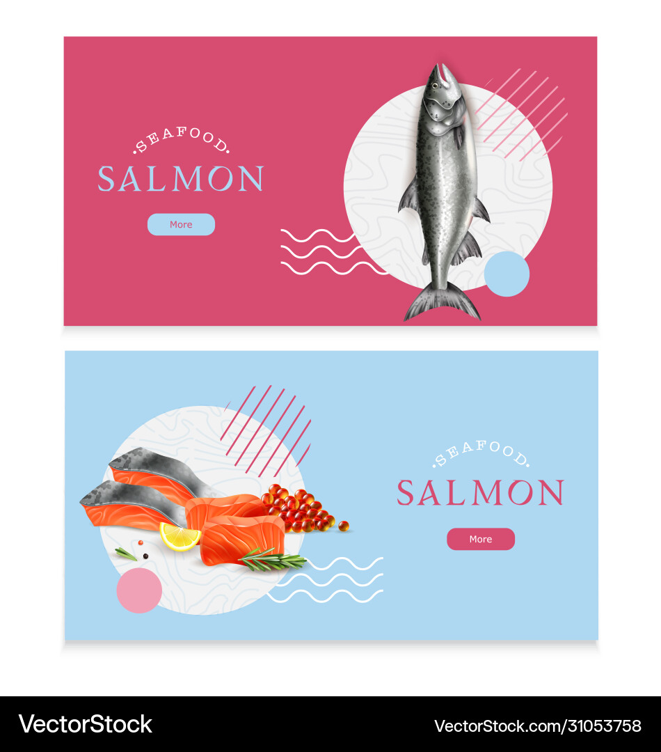 Salmon horizontal banners Royalty Free Vector Image