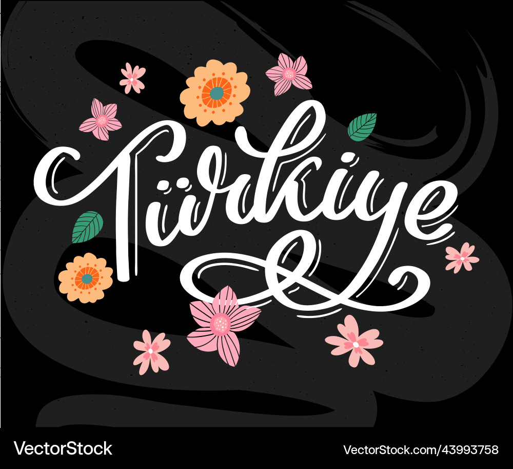 Text in the turkish turkey lettering handwritten Vector Image