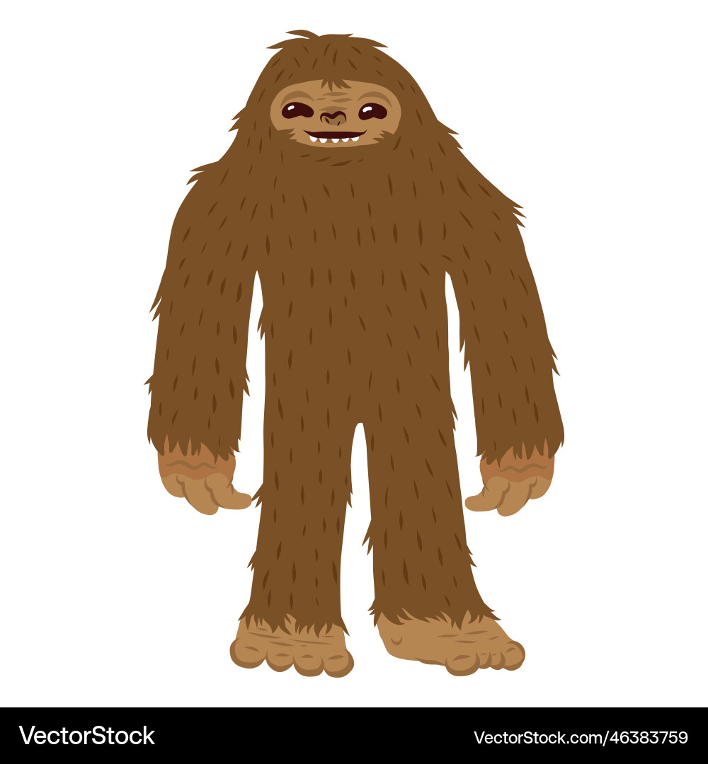 Bigfoot standing cartoon Royalty Free Vector Image