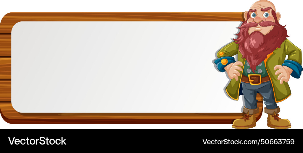 Cartoon pirate standing beside an empty sign Vector Image