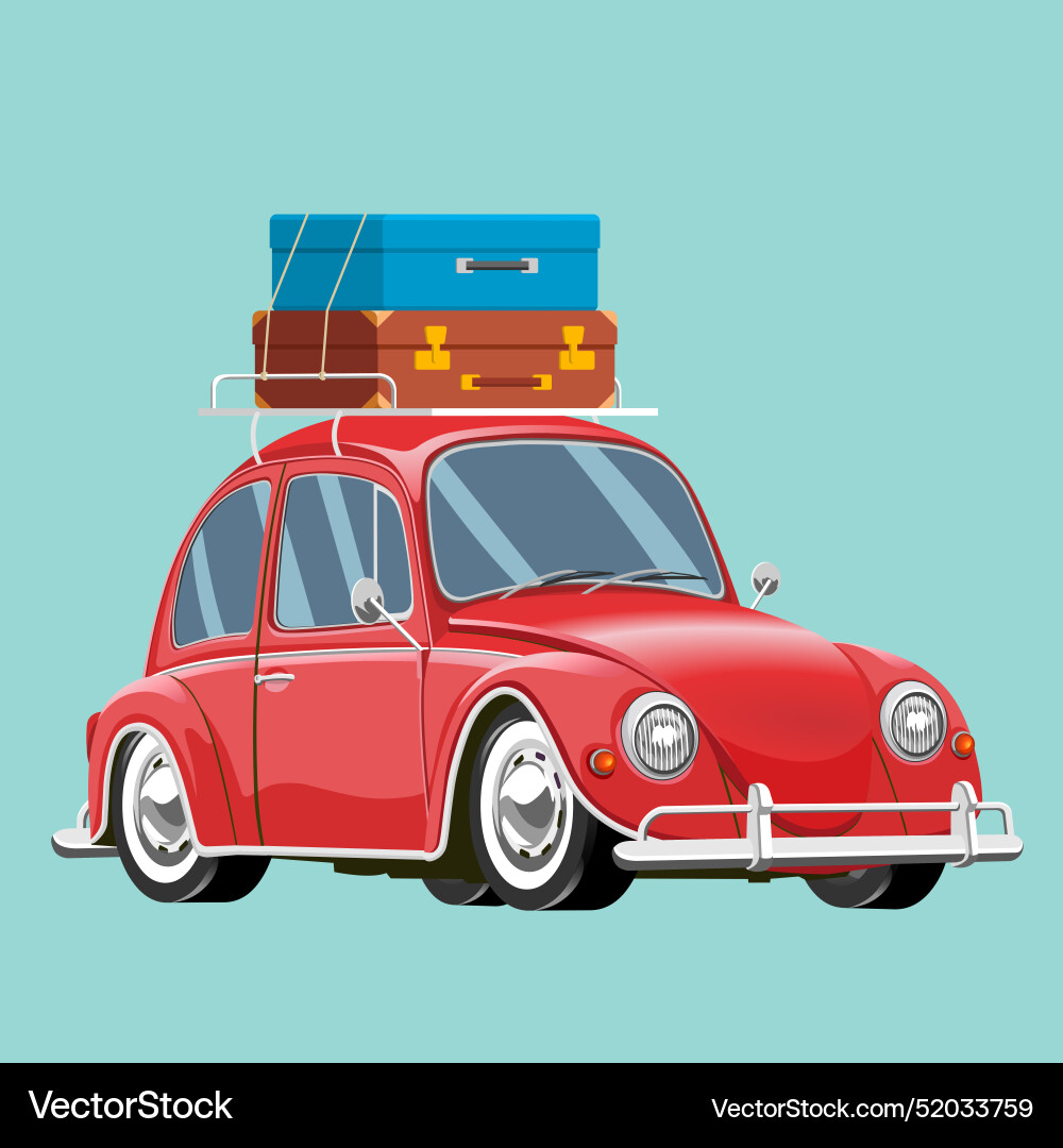 Classic vintage red small cute car Royalty Free Vector Image