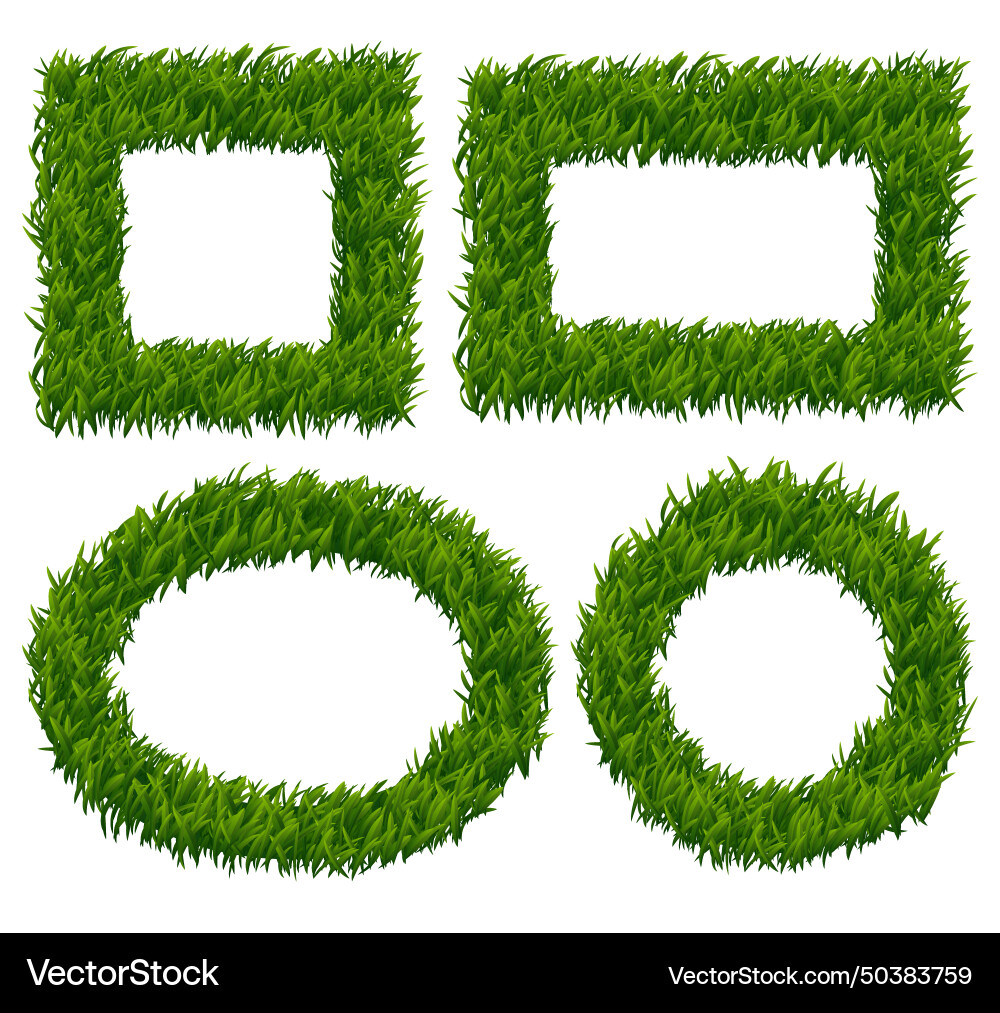 Green grass frames set Royalty Free Vector Image