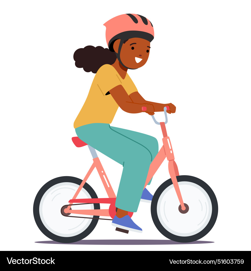 Happy child riding a bicycle while wearing Vector Image