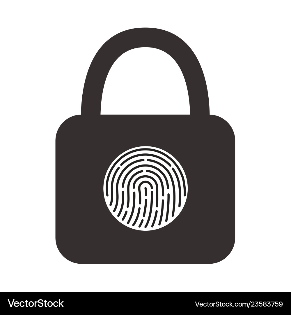 Icon of a hinged lock with fingerprint scanner Vector Image