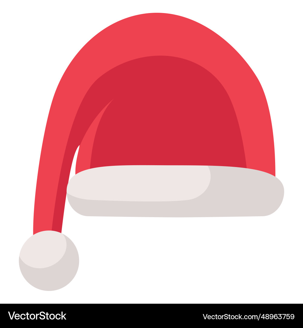 Red santa claus hat flat icon 15 Royalty Free Vector Image