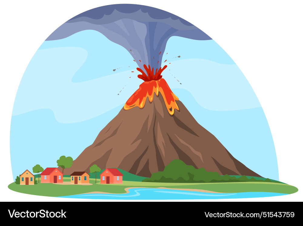 Volcano explosion a natural disaster of a Vector Image
