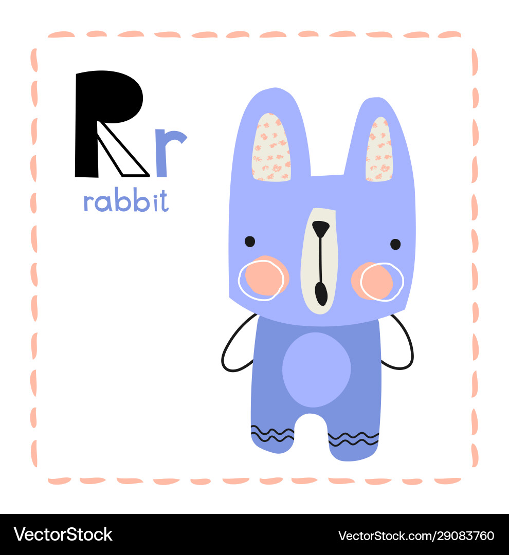 Alphabet letter r for rabbit kids Royalty Free Vector Image
