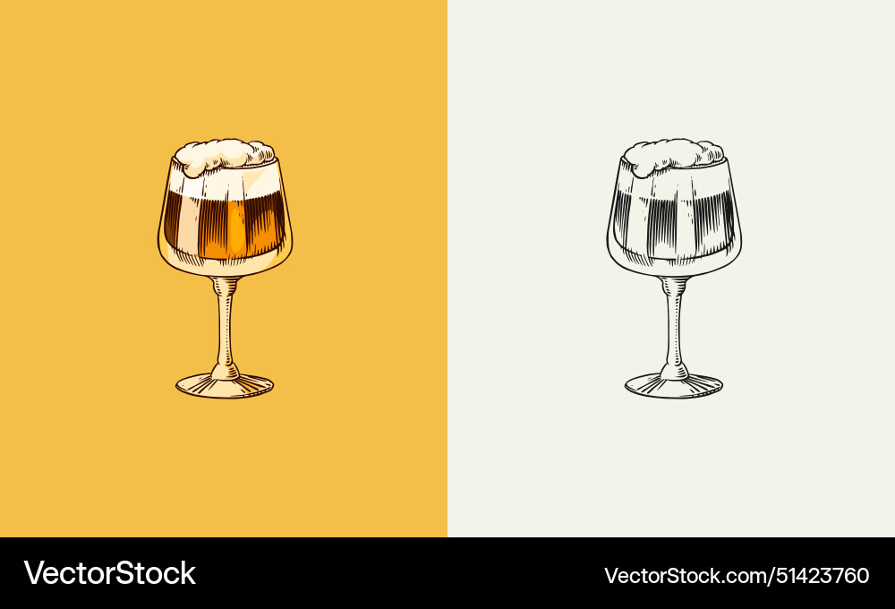 Beer classical alcohol glass mug with drink Vector Image