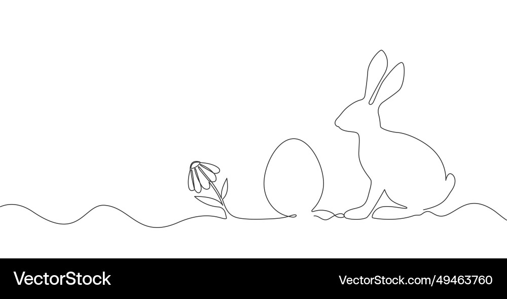 Continuous one-line drawing of an easter bunny Vector Image