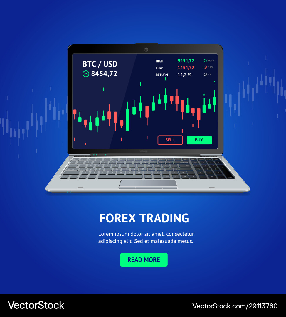 Forex trading banner with realistic detailed 3d Vector Image