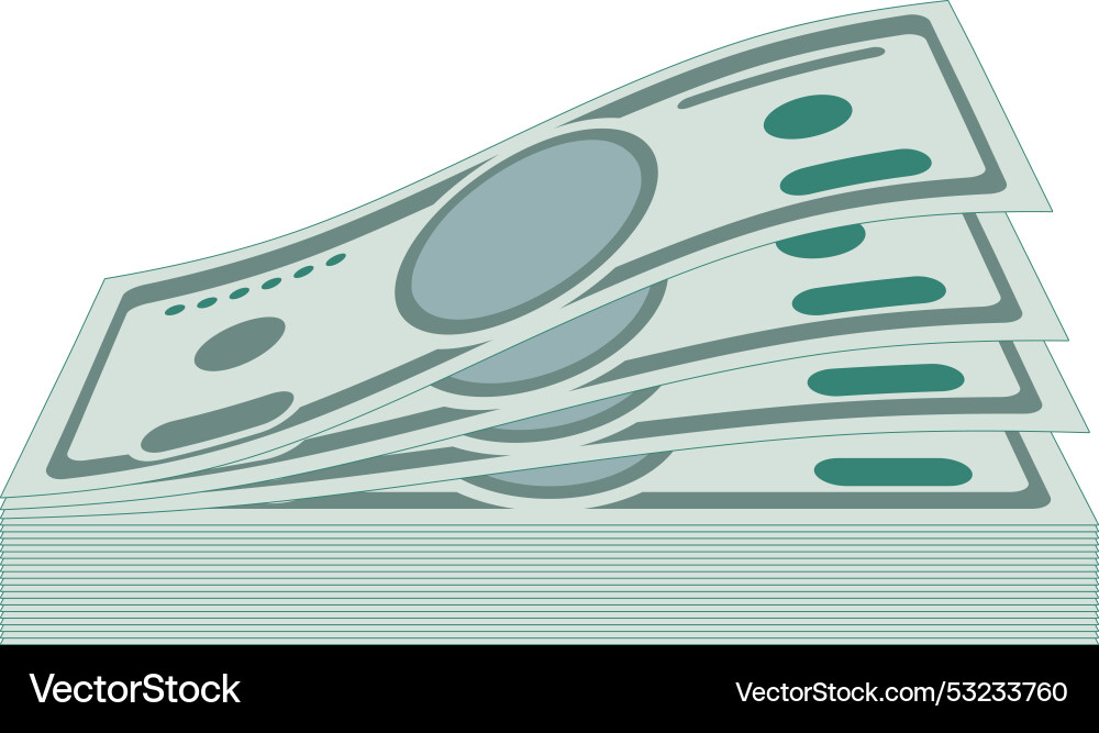 Green banknote stack dollar paper bill pack Vector Image