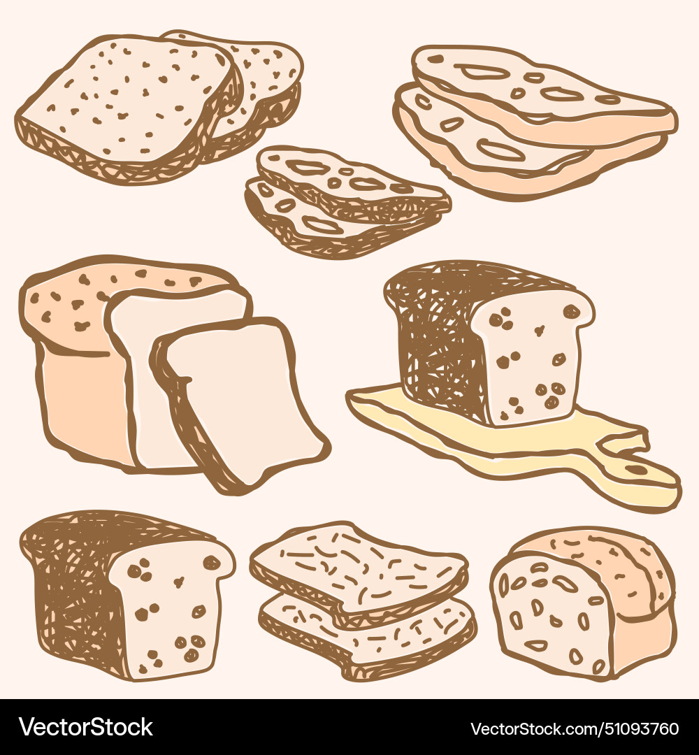 Set of bread collection Royalty Free Vector Image