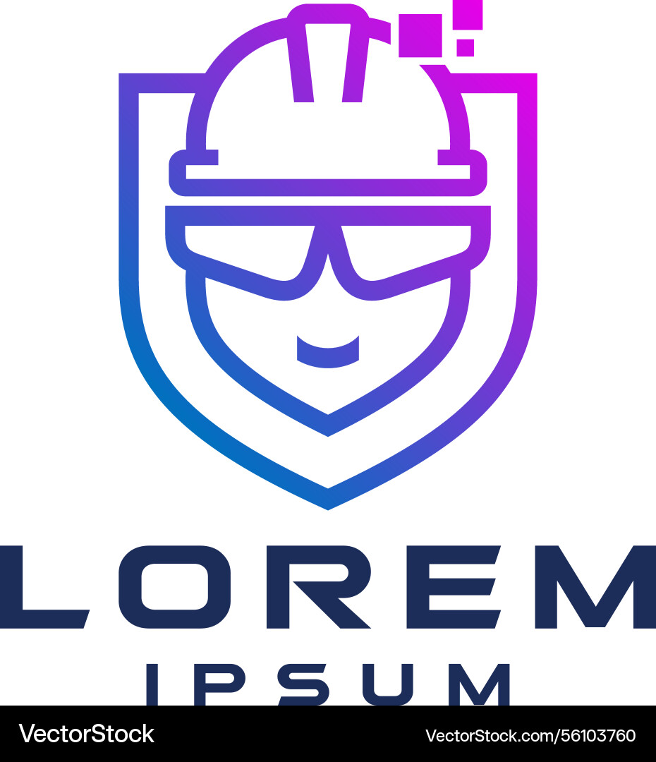 Simple modern digital worker logo template Vector Image