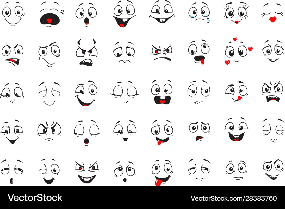 Smiling & Crying Cartoon Faces Royalty Free Vector Image